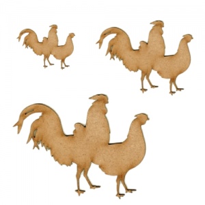 Cockrell and Hen MDF Wood Bird Shape for altered art and crafts